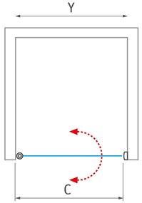 Roth Jednokřídlé sprchové dveře CI PIV pro instalaci do niky Varianta: šířka: 80 cm, orientace: Uni - (CI PIV 800 - CI PIV 080200 VPE), Barva profilů a typ výplně: profily: brillant, výplň: transparent