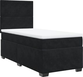 Box spring postel s matrací černá 90x200 cm samet 3293106