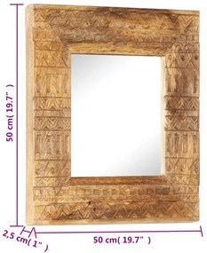 Ručně vyřezávané zrcadlo 50 x 50 x 2,5 cm masivní mangovník - Default Title