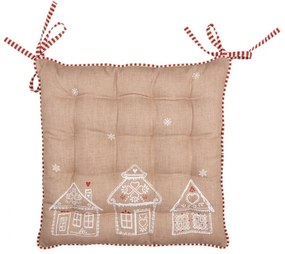 Podsedák s výplní s motivem perníkových domečků Gingerbread Bliss – 40x40x4 cm
