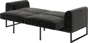 Černá sametová polohovací/rozkládací pohovka 217 cm Adley - II. jakost – CosmoLiving by Cosmopolitan