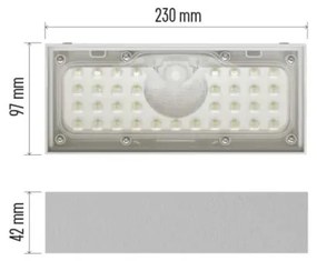 LED Solární reflektor se senzorem pohybu LED/3,7V 3000mAh 4000K IP65 bílá