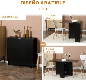 Skládací jídelní stůl HOMCOM s kolečky, skládacími křídly a policemi pro 4-6 osob 75x140x74 cm černý