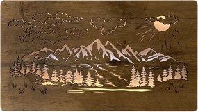 Li-Go "Hory" světelný obraz s baterií a pohybovým čidlem 80x45cm provedení povrchu: černá s patinou