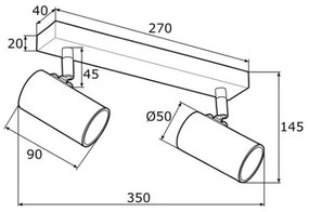 Argon 0889 - Bodové svítidlo LAGOS 2xGU10/5W/230V mosaz/černá