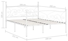 Petromila Rám postele s laťkovým roštem bílý kov 200 x 200 cm