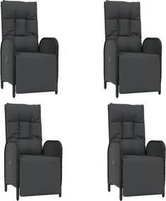 5dílný zahradní jídelní set s poduškami černý polyratan 3185061