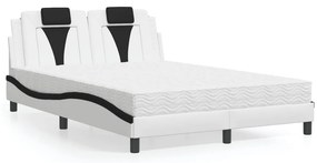 Postel Viana s matrací bílá a černá 140 x 190 cm umělá kůže 3208795