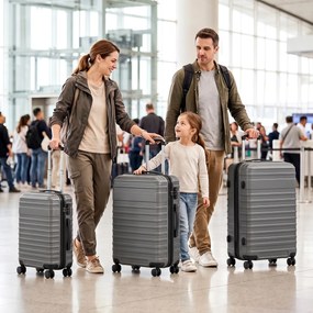 HOMCOM Kufrová sada, na sebe skládací cestovní kufry s TSA zámkem a 360° kolečky, 20/24/28 palců, tmavě šedá