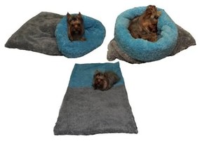Marysa pelíšek 3v1 pro psy, DE LUXE, šedý/světle modrý, velikost XL