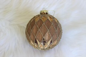 Krémově zlaté skleněné vánoční koule 3ks 10cm