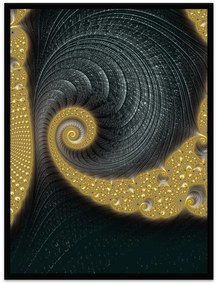 Bondecor Obraz černozlatý v rámu "Fractal black & gold" 53x73cm