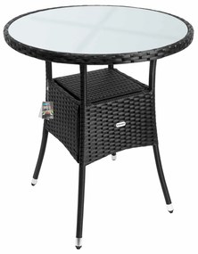 Casaria Zahradní stůl, polyratan Ø60cm černý