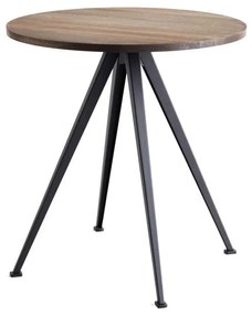 HAY Stůl Pyramid Table 21, Ø70 x 74 cm, black steel / smoked oak