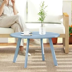 Outsunny malý kulatý konferenční stůl, přídavný stůl s protiskluzovými nohami, kovová konstrukce, do zahrady, Ø 70 x 42 cm, modrý