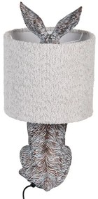 Hnědošedá stolní lampa králík s režným šedým stínidlem Konijn – 20x43 cm