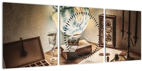 Obraz - cestovatelský stůl (s hodinami) (90x30 cm)