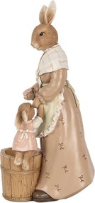 Dekorace králičí žena v šatech s malým králíčkem - 13*10*24 cm