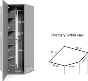 Eka Rohová skříň se zrcadlem Trinity 43 cm Barva dřeva: Grafit
