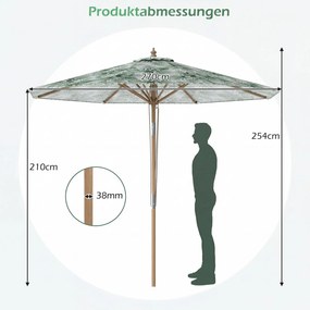 Costway Slunečník 270 cm s nastavením sklonu 30° a odvětrávanou špičkou zelené