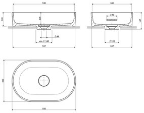 OMNIRES OVOUNMB - Umyvadlo na desku OVO 55x36 cm dolomit/matná půlnoční modrá
