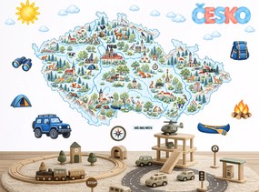 Mapa Česko pro kluky dětské samolepky na zeď arch 212 x 122 cm