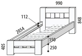 Postel Merida 900 Domestav č.138 Materiál: Buk cink, Povrchová úprava: Moření