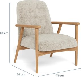 Lounge křeslo Auckland z masivu béžové/dub přírodní