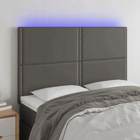 Čelo Postele S Led Šedé Umělá Kůže Šedá 144 x 5 x 118/128 cm
