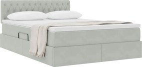 Postel s úložným prostorem Světle šedá 140 x 190 cm samet 3370815
