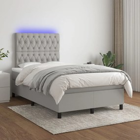 Box spring postel s matrací a LED světle šedá 120x200 cm textil 3135101
