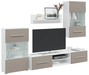 5dílná TV stolky s LED osvětlením kamenná šedá kompozitní dřevo 3324233