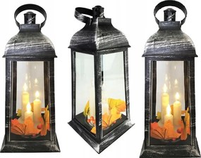 Set Lampion Lucerna Cortina Hřbitovní Svíčka 31CM Podzimní Ozdobná Led Svíčka 3st