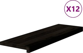 Nášlapy na schody 12 ks hnědo-černé 80x30x2 cm masivní dub 3283044
