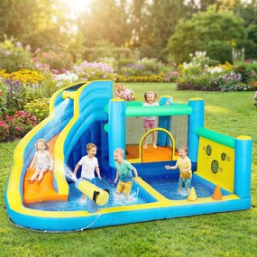AIYAPLAY Skákací hrad s fukarem 9v1, vodní park, skluzavka, trampolína, bazén s míčky, Oxford, vícebarevný