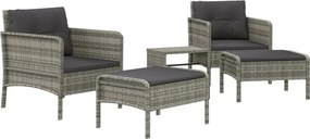 5dílná zahradní sedací souprava s poduškami šedá polyratan 319682