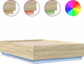 Rám postele s LED osvětlením dub sonoma 160 x 200 cm kompozit 3209599