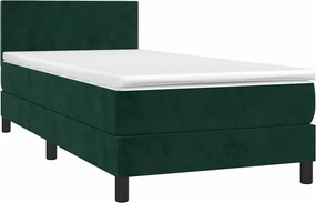 Box spring postel s matrací a LED tmavě zelená 80x200 cm samet 3134252