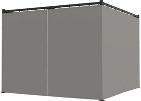 Outsunny skleněná Pergola se Stahovací Střechou 3x3 m se Sidelními Stěnami Voděodolný Polyesterový Kryt pro Zahradní Terasu | Aosom