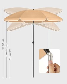 Slunečník SOLARA, Ø160 cm, světle hnědá (taupe) SongmicsHome