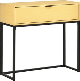 Konzolový stůl HOMCOM s šuplíkem, moderní vedlejší stůl se železnými nohami pro předsíň, obývací pokoj a ložnici 80x30x76 cm přírodní | Aosom