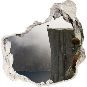 Wallmuralia Díra 3D ve zdi nálepka Norský útes 75x75 cm
