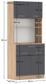 Kondela Čtyřdveřový kredenc, dub artisan/grafit, DOMIS NEW