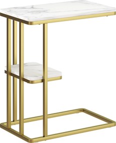 HOMCOM Odkládací stolek, úzký C-tvarovaný konferenční stolek s úložným prostorem, moderní noční stolek pro malé místnosti, 50 x 30 x 57,5 cm