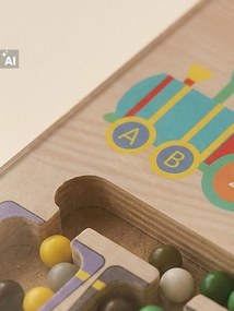 Sinsay - Dřevěný magnetický labyrint s vláčky - vícebarevná