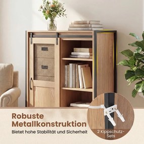 Costway Rustikální bufetová skříň s posuvnými dveřmi a 5 zásuvkami