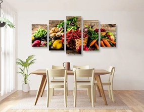 5-dílný obraz čerstvé ovoce a zelenina