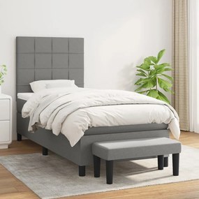 vidaXL Box spring postel s matrací 90x200 cm textil [3136565] Barva: Tmavě šedá