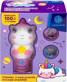 ASTRA Razítko Jednorožec / Razítka pro děti / 100 samolepek / knížečka