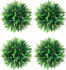 Umělé buxus koule s LED světly 4 ks zelené 15 cm 3335898